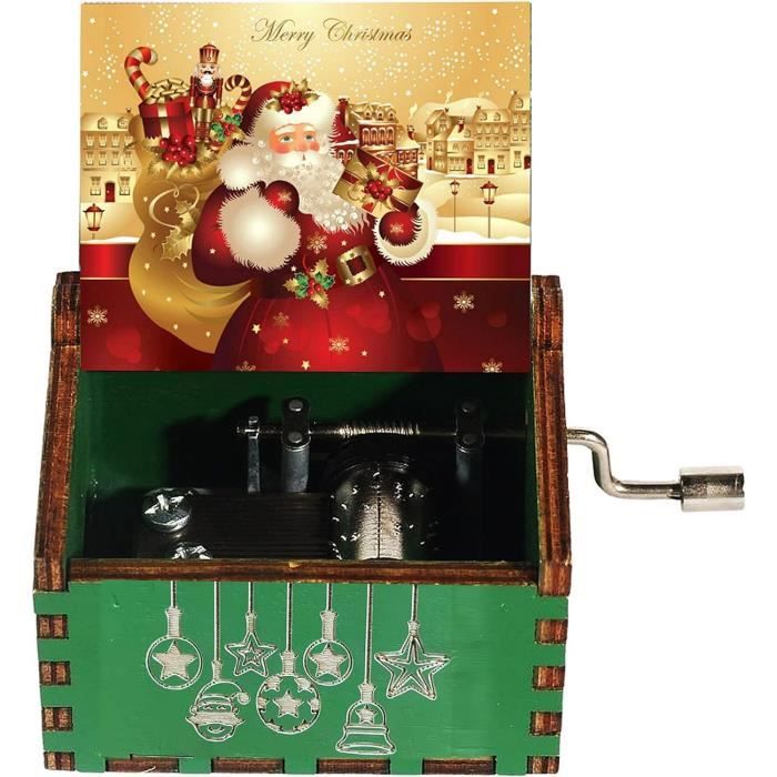 Peamirmy Joyeux Noël Merry Christmas Boîte À Musique En Bois Boîte À ...