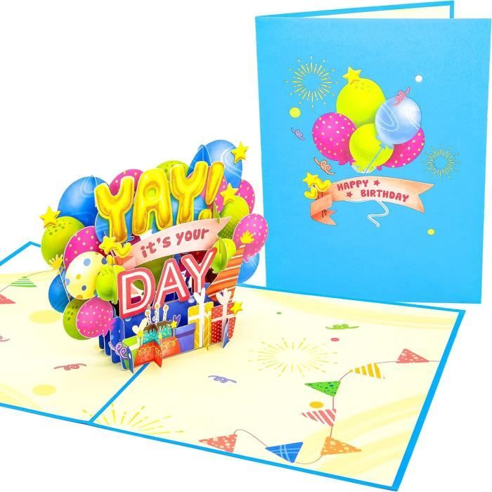 Carte Pop-Up 3D « Yay It'S Your Day »,Carte De Vœux D'Anniversaire ...