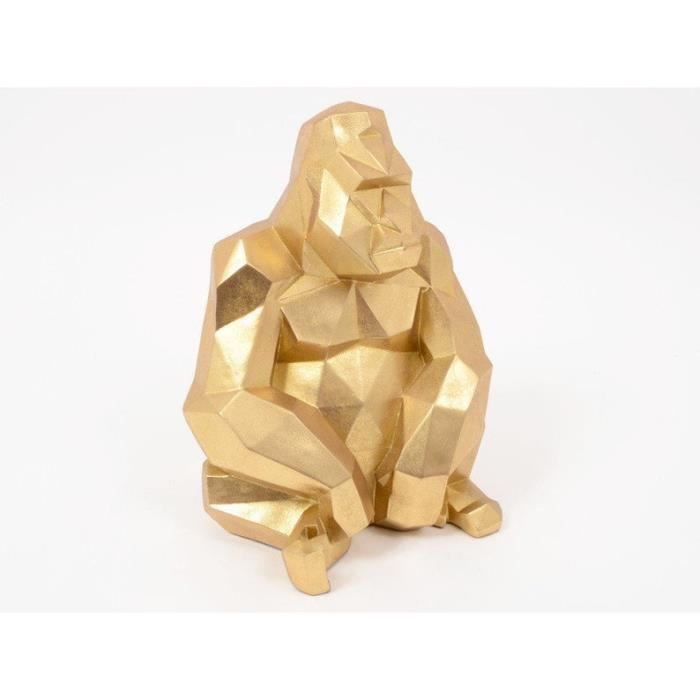 Statue de singe gorille ORIGAMI, en résine dorée. Hauteur 40 ...