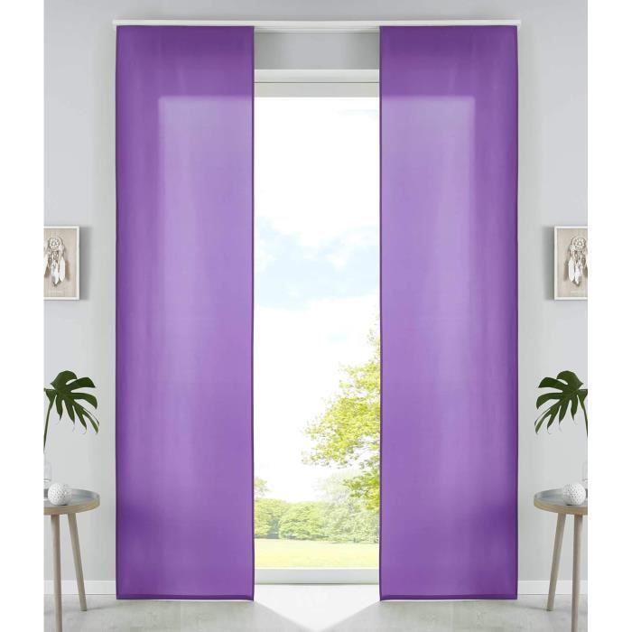 85600N2 - Lot De 2 Rideaux Coulissants En Microfibre - Avec Chariot De Panneau Et Barre De ...