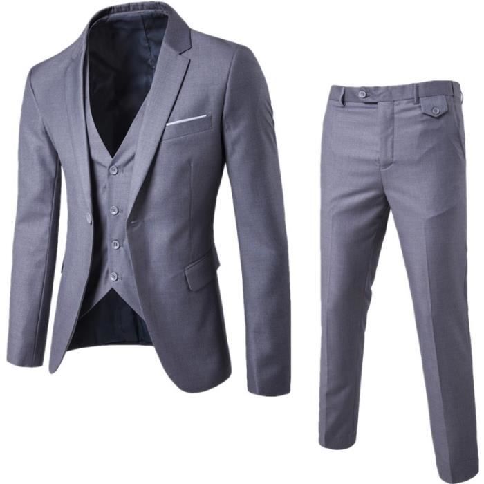 Costume Homme Slim Fit Trois Pièces Elégant Formel D'affaires de uni Un ...