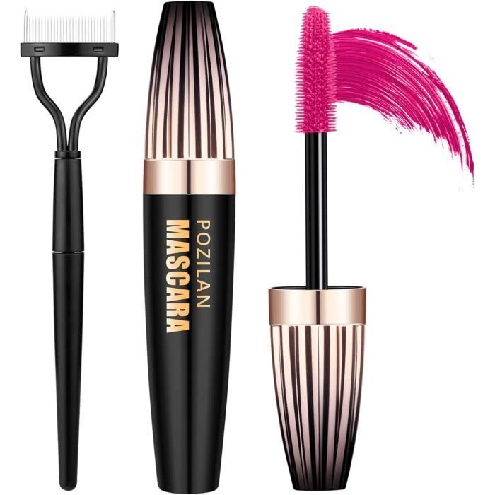 4D Silk Fiber Lash Mascara Waterproof Pink With Eyelash Comb Set ...