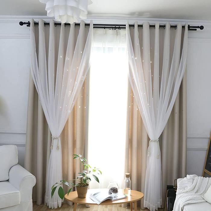 Rideau Occultants Rideau Voilage-Romantique Motif étoiles Creuses ...