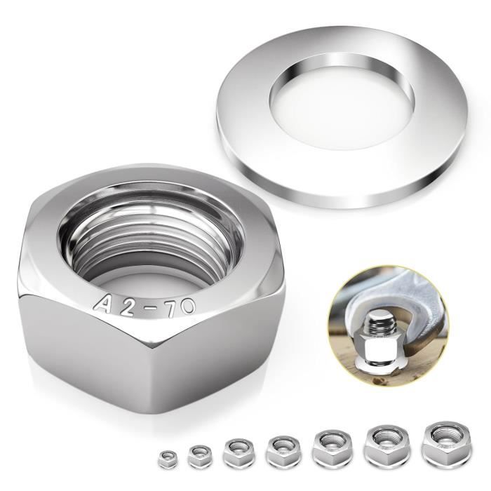 Lot De 50 Écrous Hexagonaux M4 En Acier Inoxydable A2 V2A 304 Avec ...