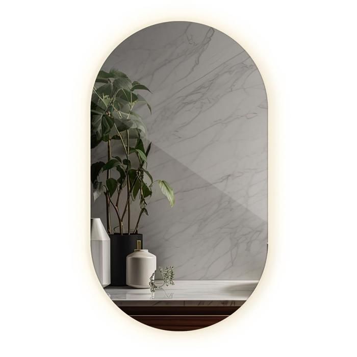 Design minimaliste, miroir LED ovale irrégulier parfait pour salon, 52 ...