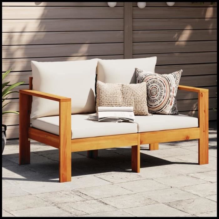 DXBK Canapé de jardin avec coussins 2 places bois massif d'acacia ...
