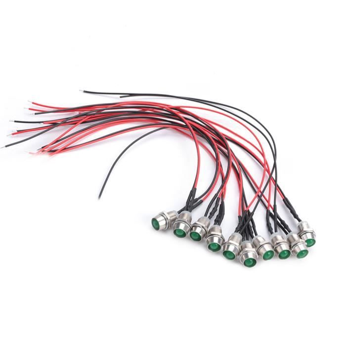 YOSOO Diode LED 10pcs 12V 8mm pré-câblé à diode électroluminescente à ...