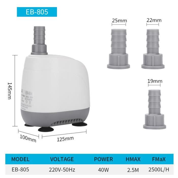 FONTAINE DE JARDIN,EB-805-220v-240v--Pompe submersible pour Aquarium, filtre de fond, aspiration ...