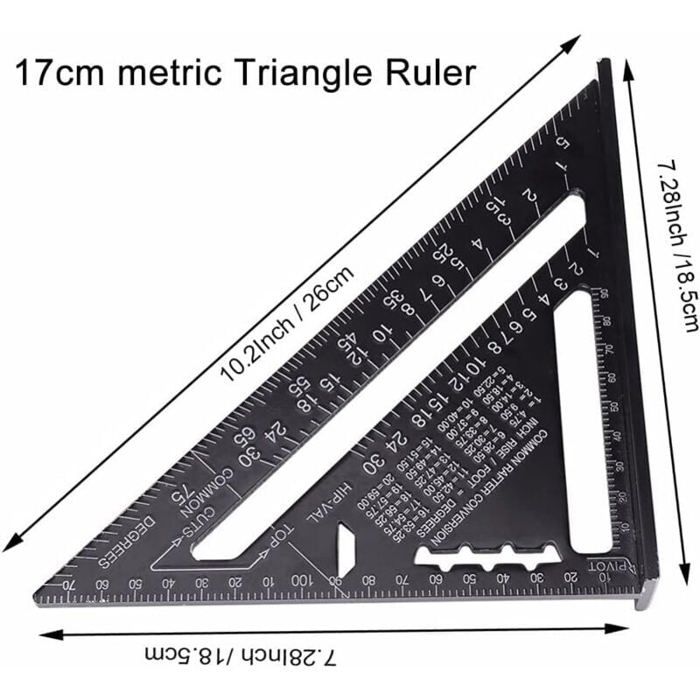 Equerre Menuisier Multifonctions 18cm et 30cm, Triangle Métal Aluminium ...