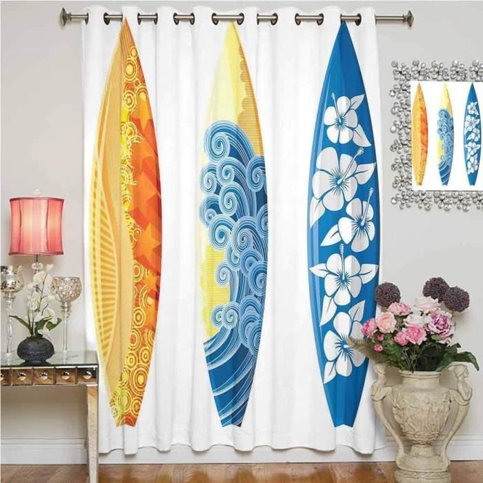 Rideau 1 panneau 140X240Cm de surf décorés colorés avec motifs de ...