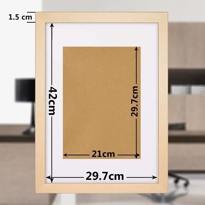 Lot de 2 cadres photo A3 en bois naturel - Format A3 - 30 x 42 cm ...