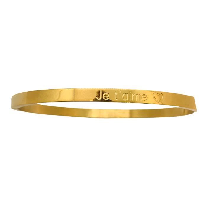 Bracelet Jonc Femme Messsage "Je t'aime" Acier Doré Inoxydable 316L doré - Achat / Vente ...