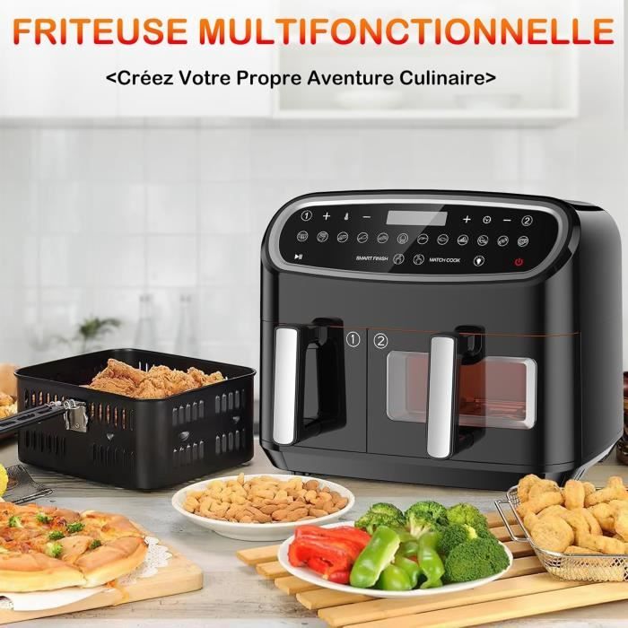 Friteuse Sans Huile Double, Capacité XXL de 10L (4L x 6L), Air Fryer de 12 Programmes Préréglés ...