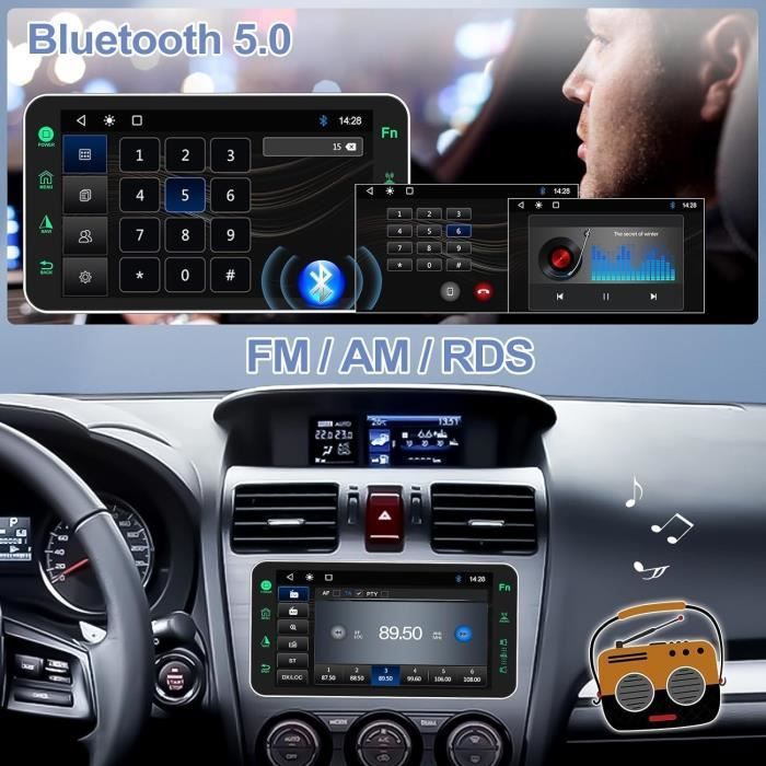 Autoradio 1 DIN 8 Pouces écran Réversible avec Carplay Android Auto Bluetooth Mains Libres ...