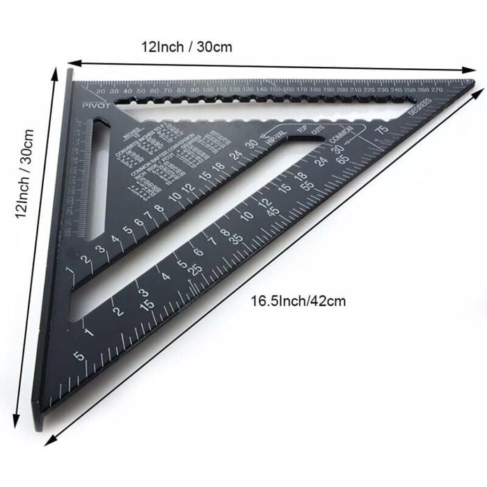 Equerre Menuisier Multifonctions 18cm et 30cm, Triangle Métal Aluminium ...