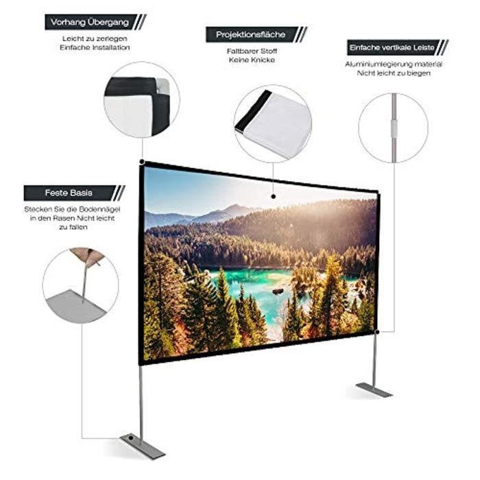 Écran de Projection 80 Pouces 4K HD 16: 9 Ecran Projecteur Pliable ...
