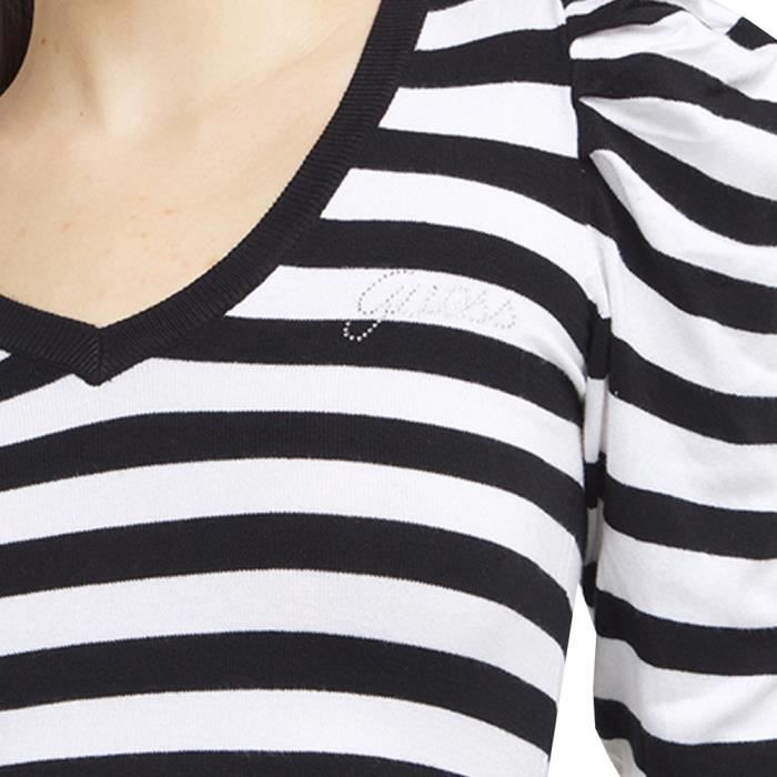 Pull Noir/Blanc Femme Guess Carole Blanc - Cdiscount Prêt-à-Porter