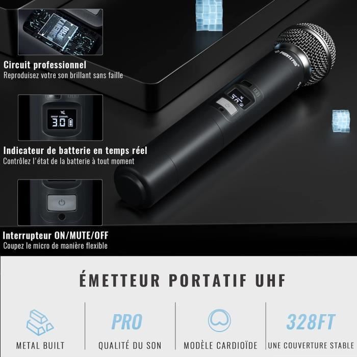 Système De Microphone Sans Fil, Deux Micros Sans Fil, 2X100 Canaux Uhf ...