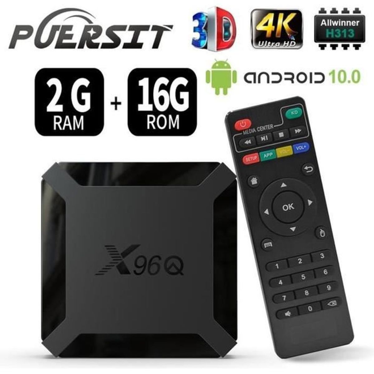 TV Box Q96 mini Android 10.0 2GRAM + 16GROM 2.4G & WiFi bluetooth 4K HD Amlogic S905W2 Quad Core ...