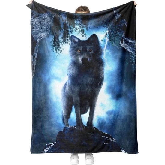 Couverture En Flanelle Avec Motif Loups - Couverture Polaire Moelleuse ...