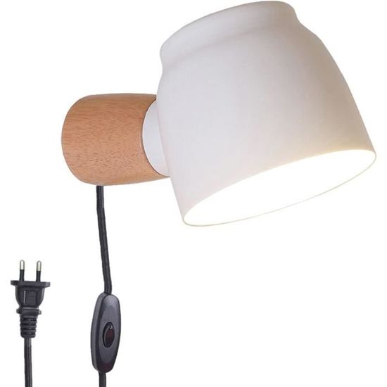 Appliques Murales Avec Interrupteur Plug In Lampe De Chevet E14 Rotatif ...