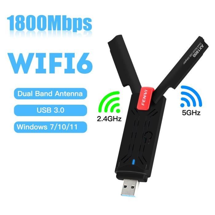 Ax1800 - carte réseau 6 USB 1800Mbps, double bande, 5.8GHz + 2.4GHz, Mini récepteur USB 3.0 ...