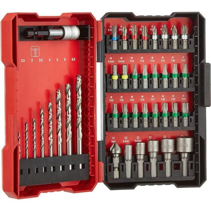 Coffret De 39 Forets Pour Perceuse À Embout Hexagonal 1-4", Boîte De Rangement Incluse ...