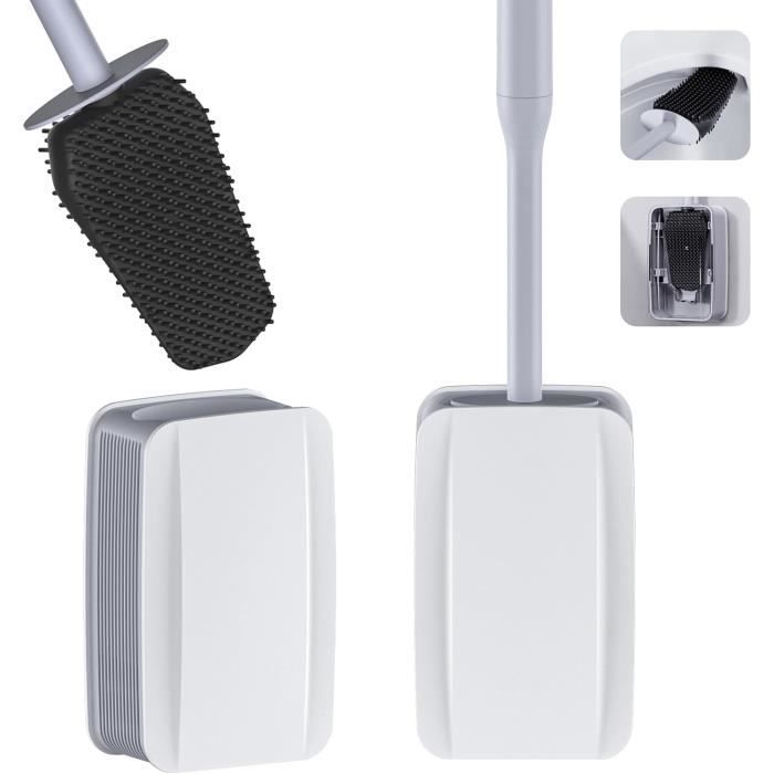 Brosse WC Silicone Brosse Toilette et Supports, Anti-Goutte, Antibactérienne, Balayette WC ...