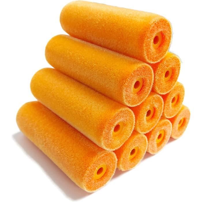 Lot de 10 Mini Rouleaux Polyfloqués en Mousse de 11 cm à bords droits ...