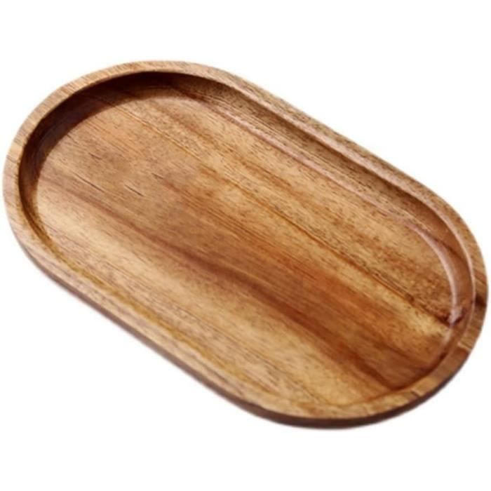 Plateau en Bois, Assiette en Bois Naturel Pur, Plateaux en Bois d'Acacia pour La Nourriture, Le ...