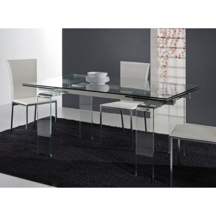 Table rectangulaire extensible verre trempé transparent Angel 160/240 ...
