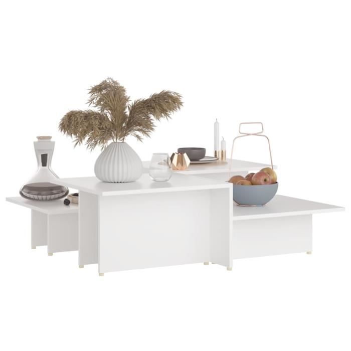 SWT Tables basses 2 pcs Blanc 111,5x50x33 cm Aggloméré - Cdiscount Maison