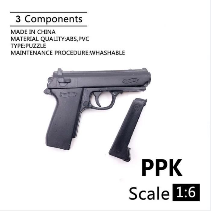 Couleur PPK Mini Puzzle à échelle 1-6, modèle de pistolet noir ...