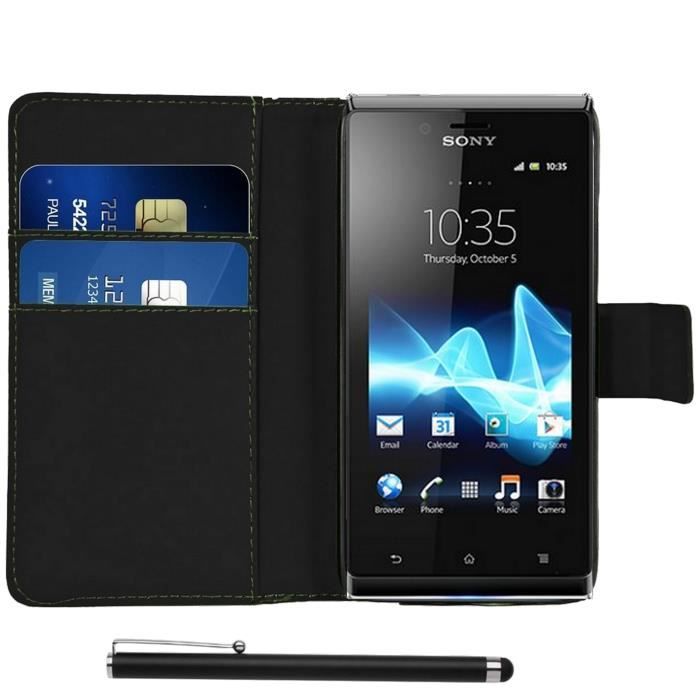 Etui portefeuille pour SONY XPERIA J +STYLET - Cdiscount Téléphonie