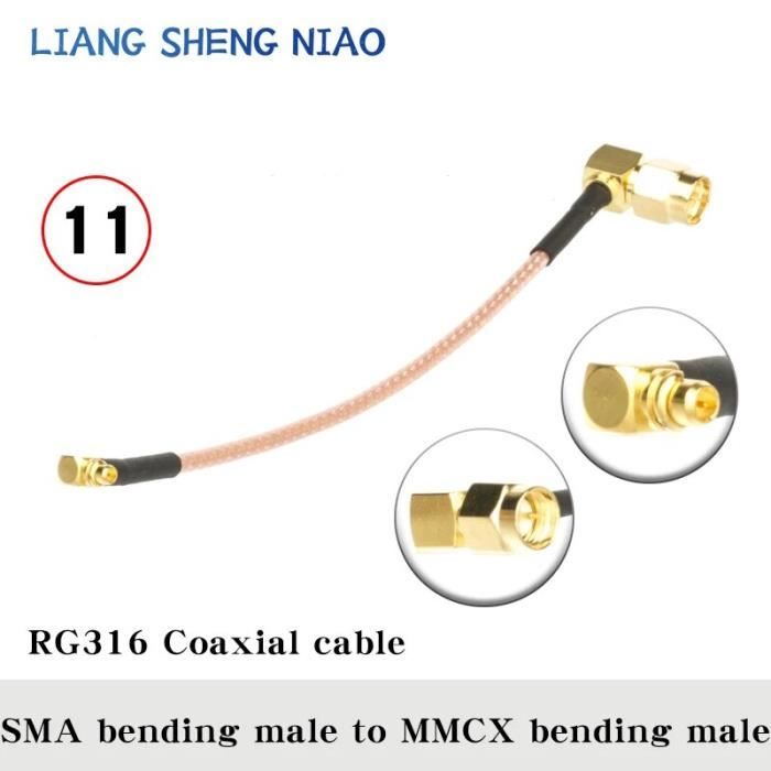 Câble RG316 MMCX femelle Jack écrou cloison vers SMA mâle,connecteur RF coaxial cavalier Pigtail ...