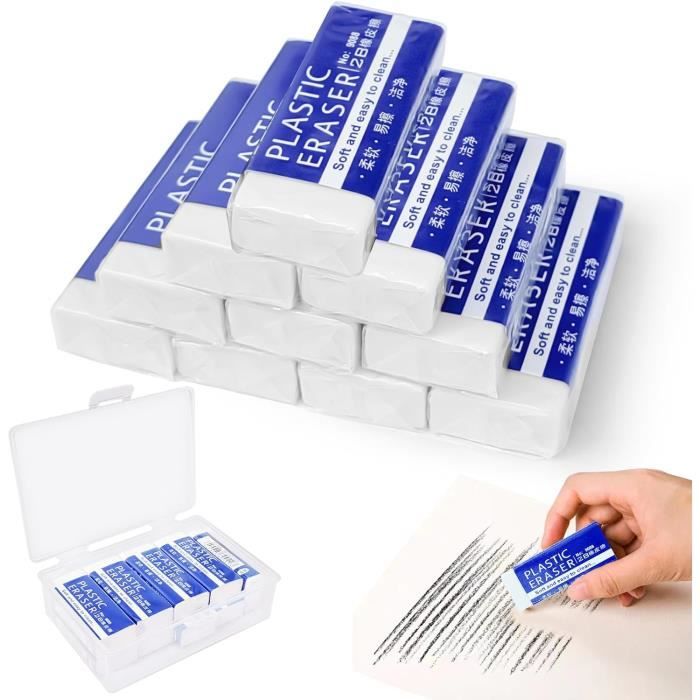 Lot de 10 Gomme Blanche, 5CM 2B Gommes, Gomme Crayon Plastique avec ...