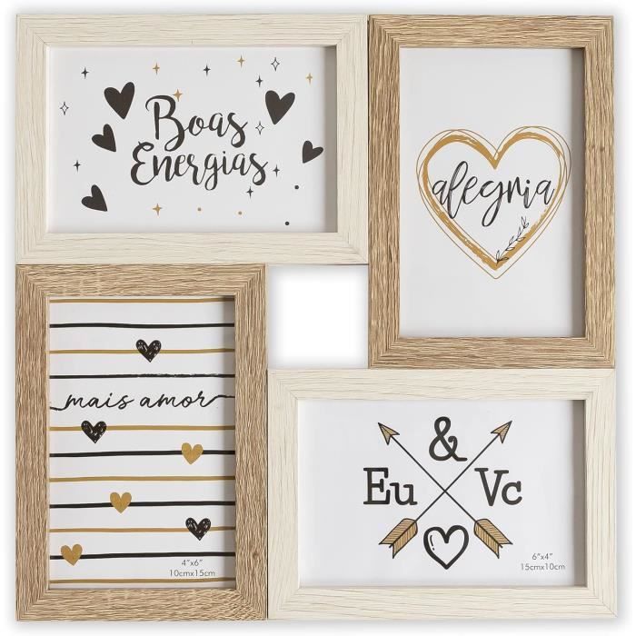 Cadre photo multiple en bois, pour mur – 4 photos de 10 x 15cm[S9 ...