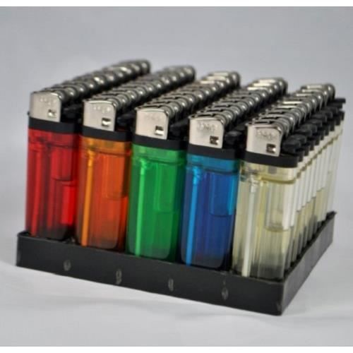 Briquet PROF Gaz Pierre Lot de 50 Pack 5 Couleurs Jetable Transparent ...