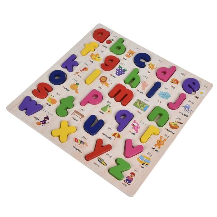 VINGVO casse-tête alphabet en bois Puzzle alphabet bois coloré motif de ...