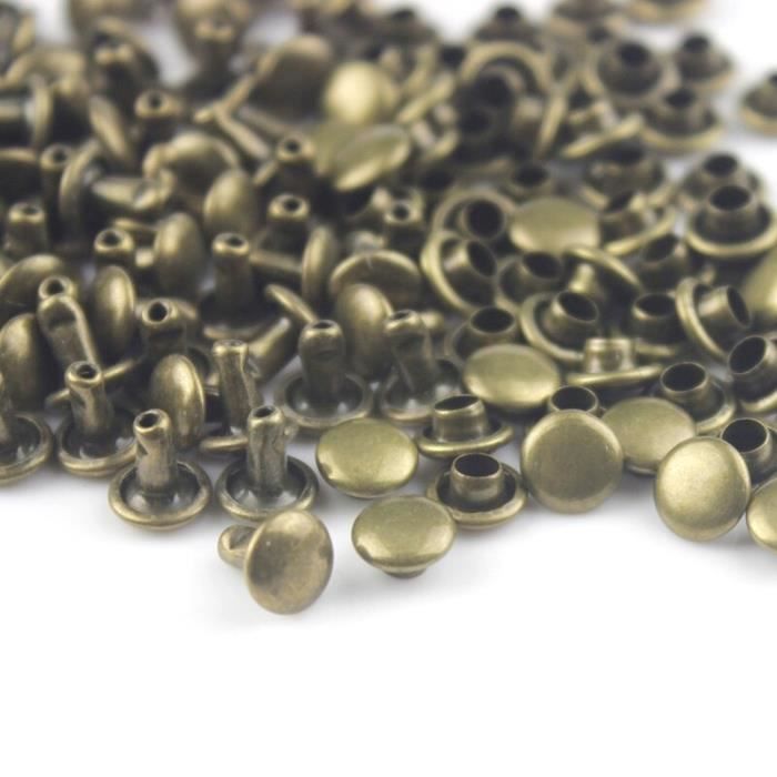 RIVET,bronze--Double capuchon métallique, Rivets ronds pour cuir, sac ...