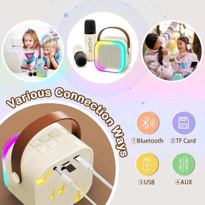 Mini Portable Microphone Karaoke Bluetooth Sans Fil avec 2 Micro, avec ...