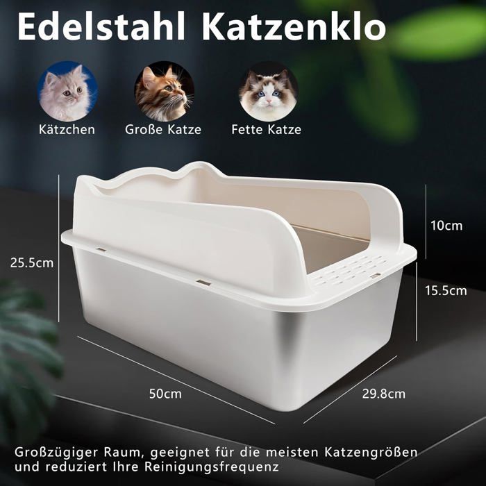 Bac à litière en acier inoxydable - SIGHTMARK - XXL - 50x35x25 cm ...