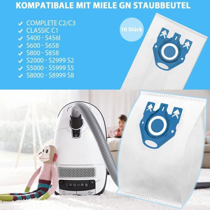 8 Pièces Sacs d’Aspirateur Compatibles avec Miele HyClean 3D Efficiency ...