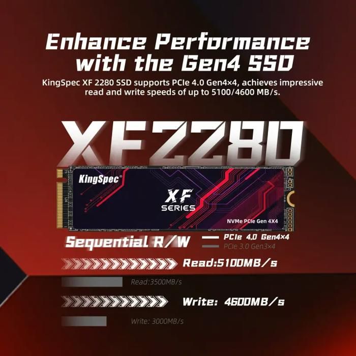 Disque SSD Interne KINGSPEC XF Series 1 To M.2 2280 NVME PCIe Gen4 x 4 Lane - Cdiscount Informatique