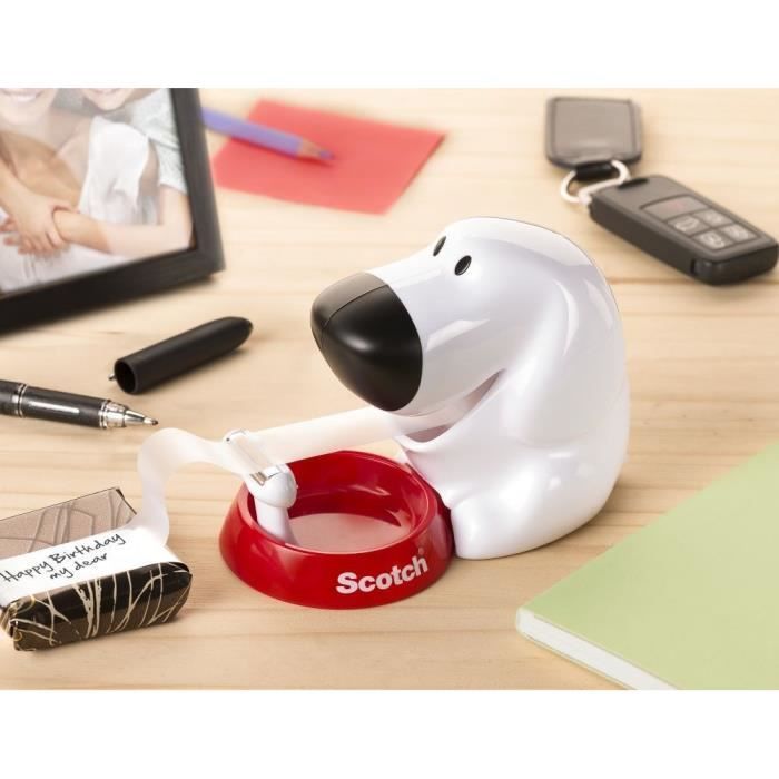 Dévidoir Chien - SCOTCH - 19 mm x 7,5 m - Blanc, noir et rouge - Cdiscount