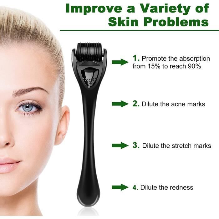 0.5 mm Dermaroller Visage, Roller Micro Aiguille pour Stimule Repousse ...