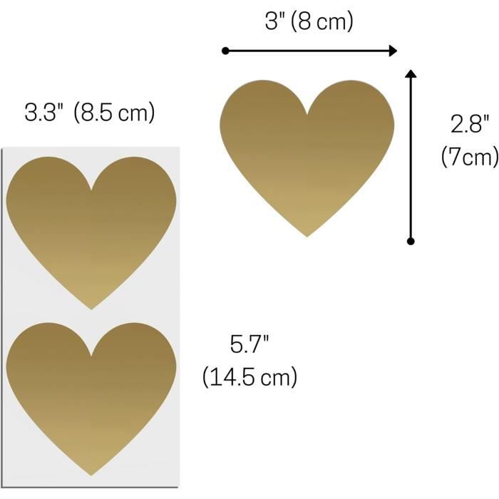 50 Pièces, Diy Autocollant À Gratter Cartes Cœur 8 X 7 Cm, Or (Scratch ...
