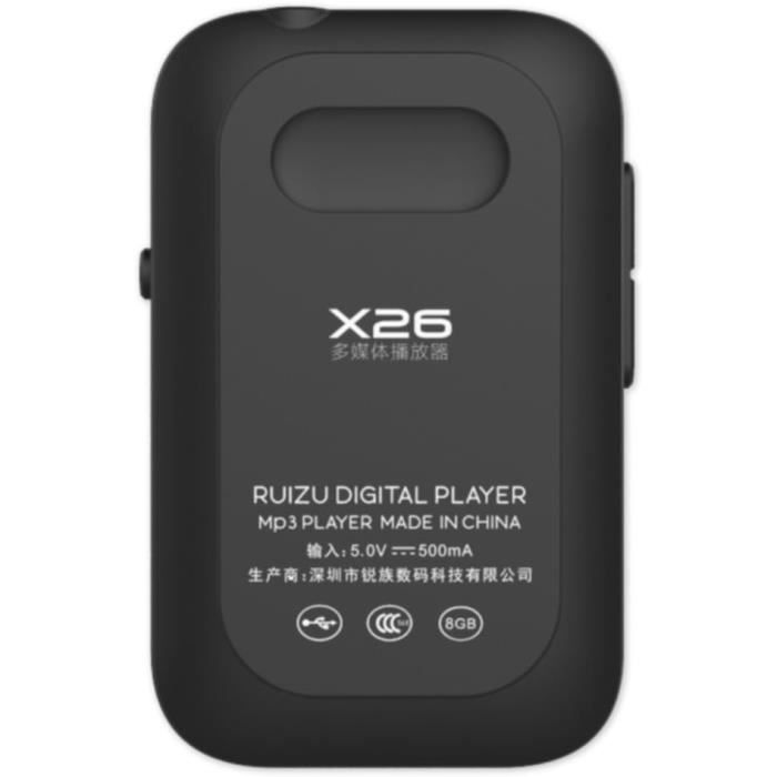 Clip Lecteur Mp3 Bluetooth Ruizu X26 8 Go Avec Écran 30 Heures Support ...