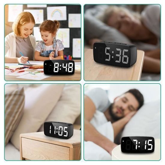 Réveil Numérique, Alarm Réveil LED avec Snooze, Luminosité réglable ...