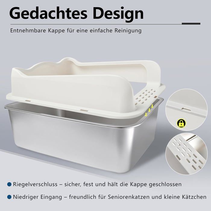 Bac à litière en acier inoxydable - SIGHTMARK - XXL - 50x35x25 cm ...